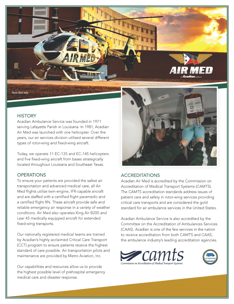 Air Med One-Sheet | Acadian Air Med